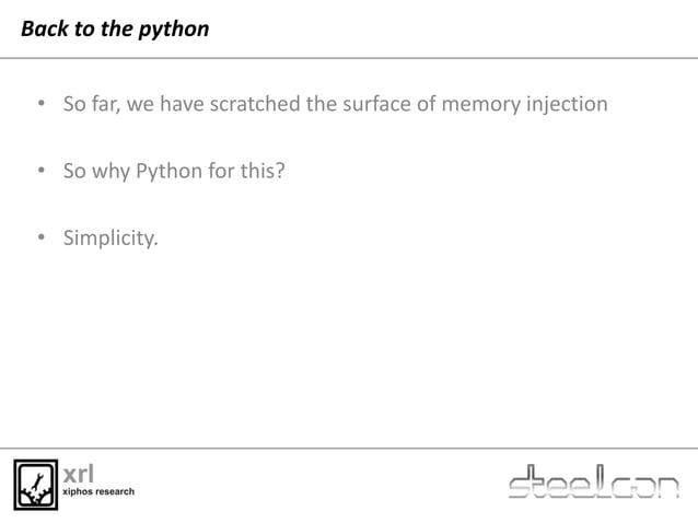 Steelcon 2014 - Process Injection with Python | PPT