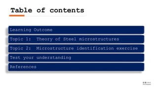 Identification of steel microstructures - Activity | PPTX