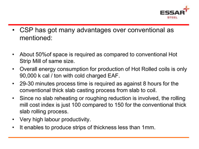 Steel production at compact strip pellet mill | PPTX