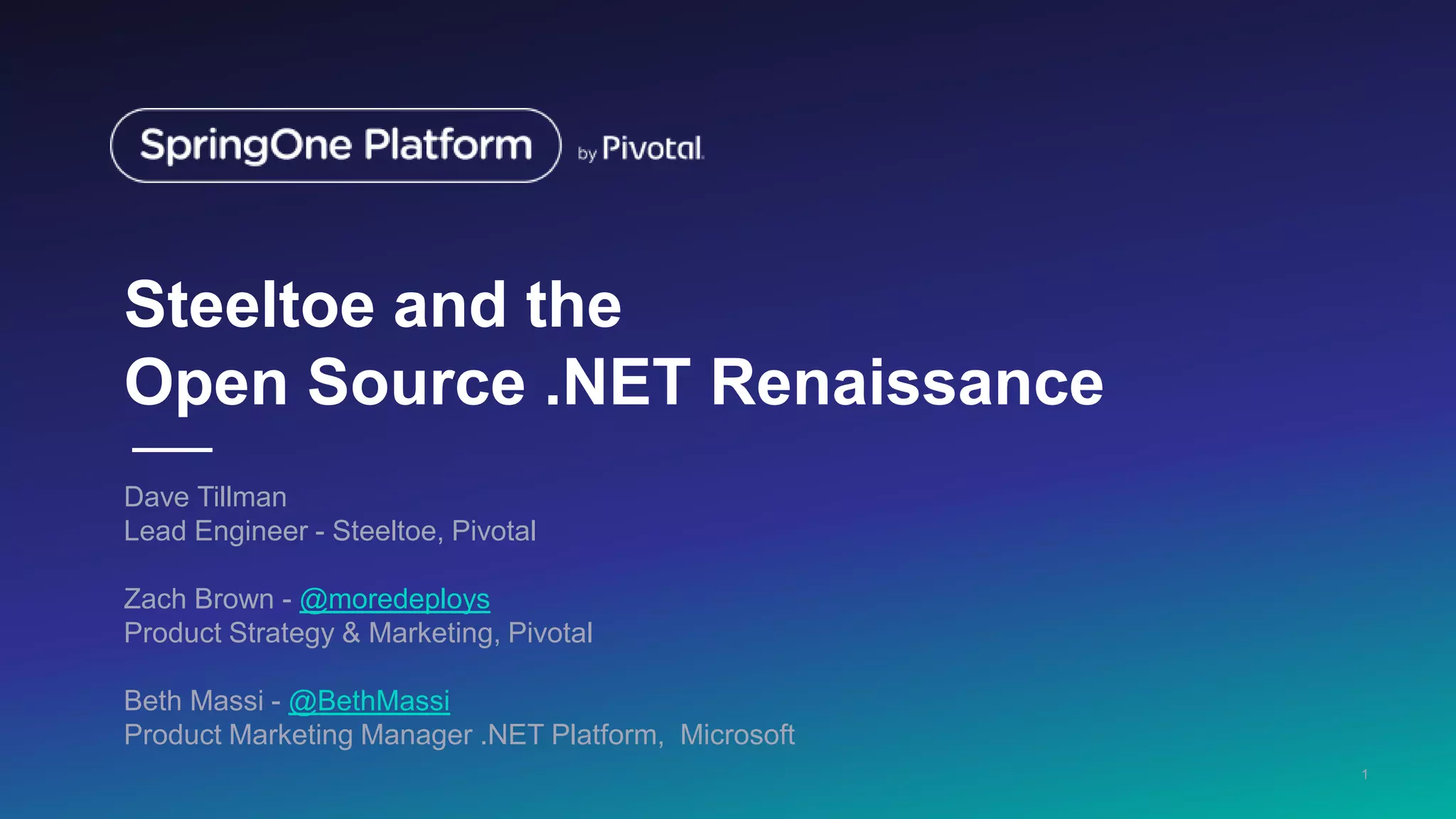 Steeltoe and the Open Source .NET Renaissance | PPT