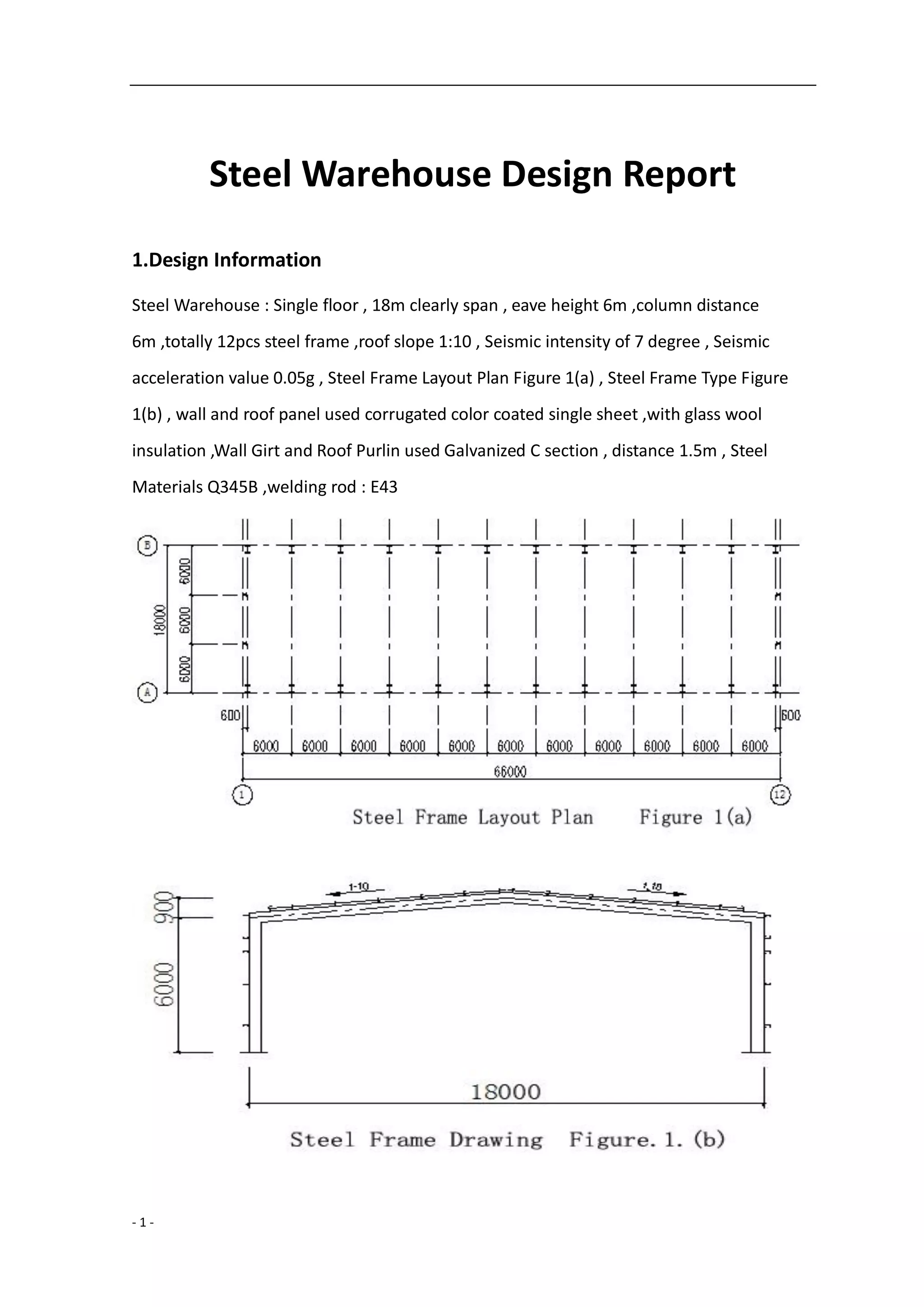 Steel warehouse design report | PDF