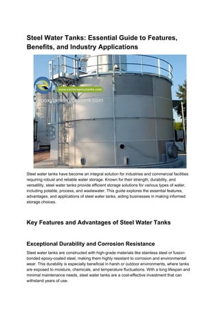 Steel Water Tanks Essential Guide to Features, Benefits, and Industry ...