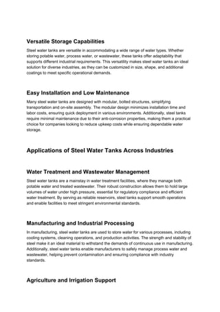 Steel Water Tanks Essential Guide to Features, Benefits, and Industry ...