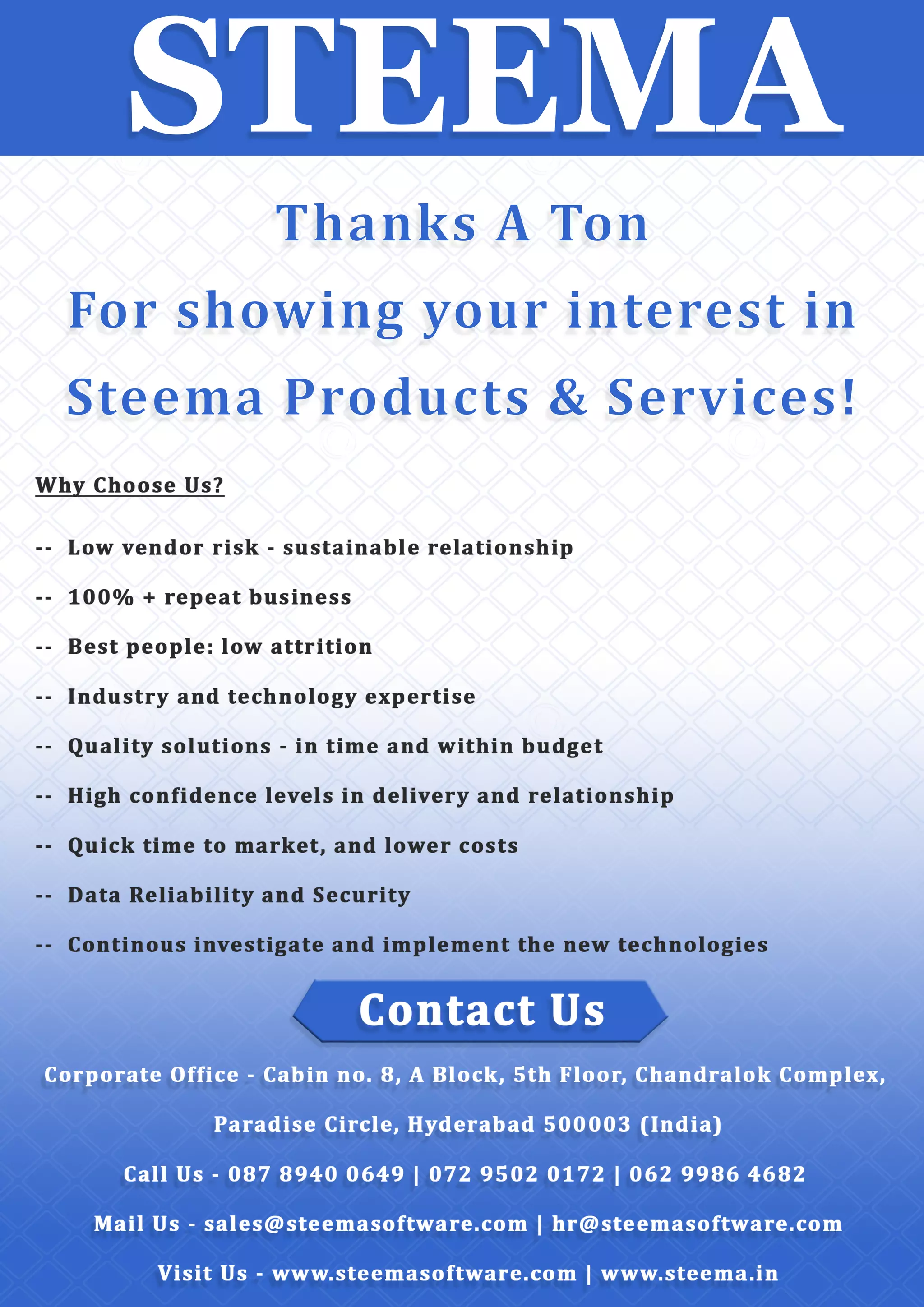 Steema Software Pvt. Ltd. Services | PDF