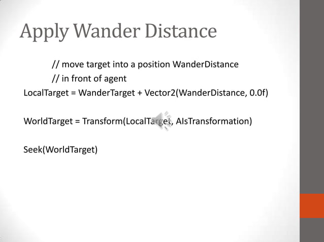 Steering Behaviours: Wander | PPTX
