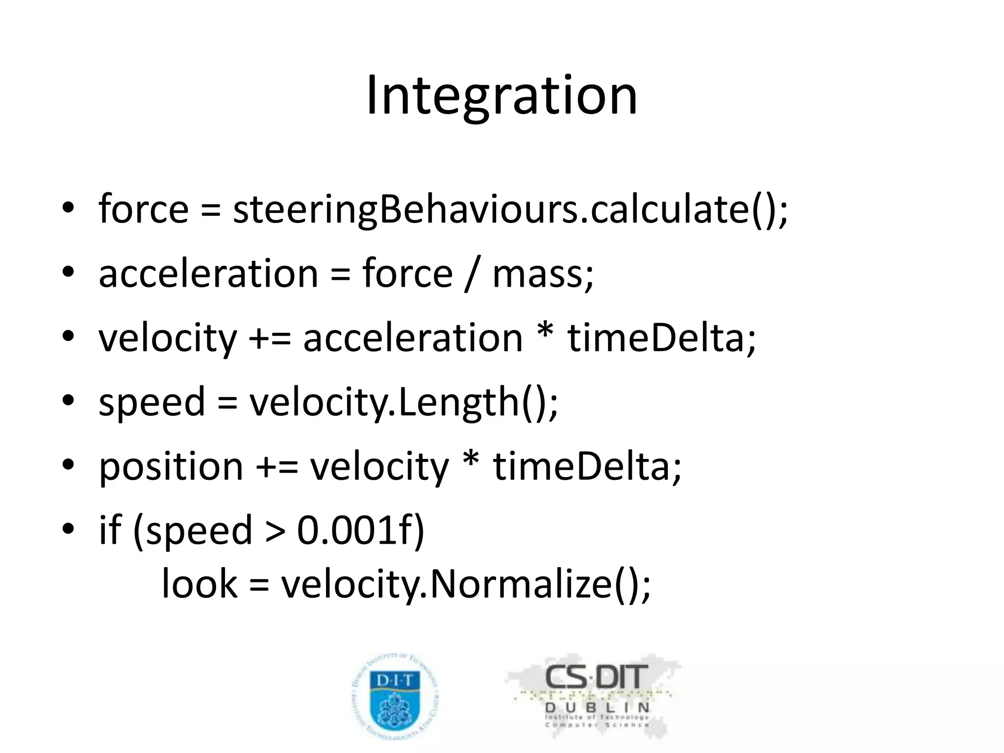Introduction to Steering behaviours for Autonomous Agents | PPT