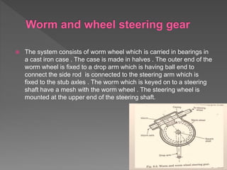 Steering gears - worm and wheel steering gear | PPTX