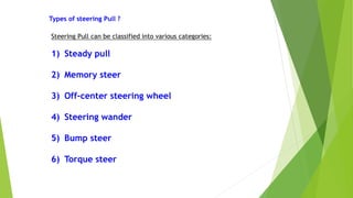 Presentation on Steering pull on vehicle by Yogesh prasad | PPTX