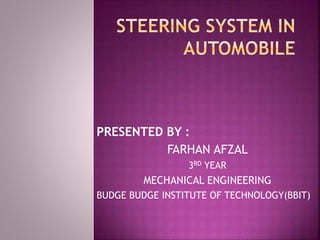 Steering system in automobile | PPTX