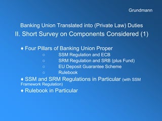 Banking Union Translated into (Private Law) Duties Overview | The ...