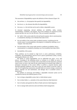 Reliability based approach for structural design and assessment performance criteria and ...