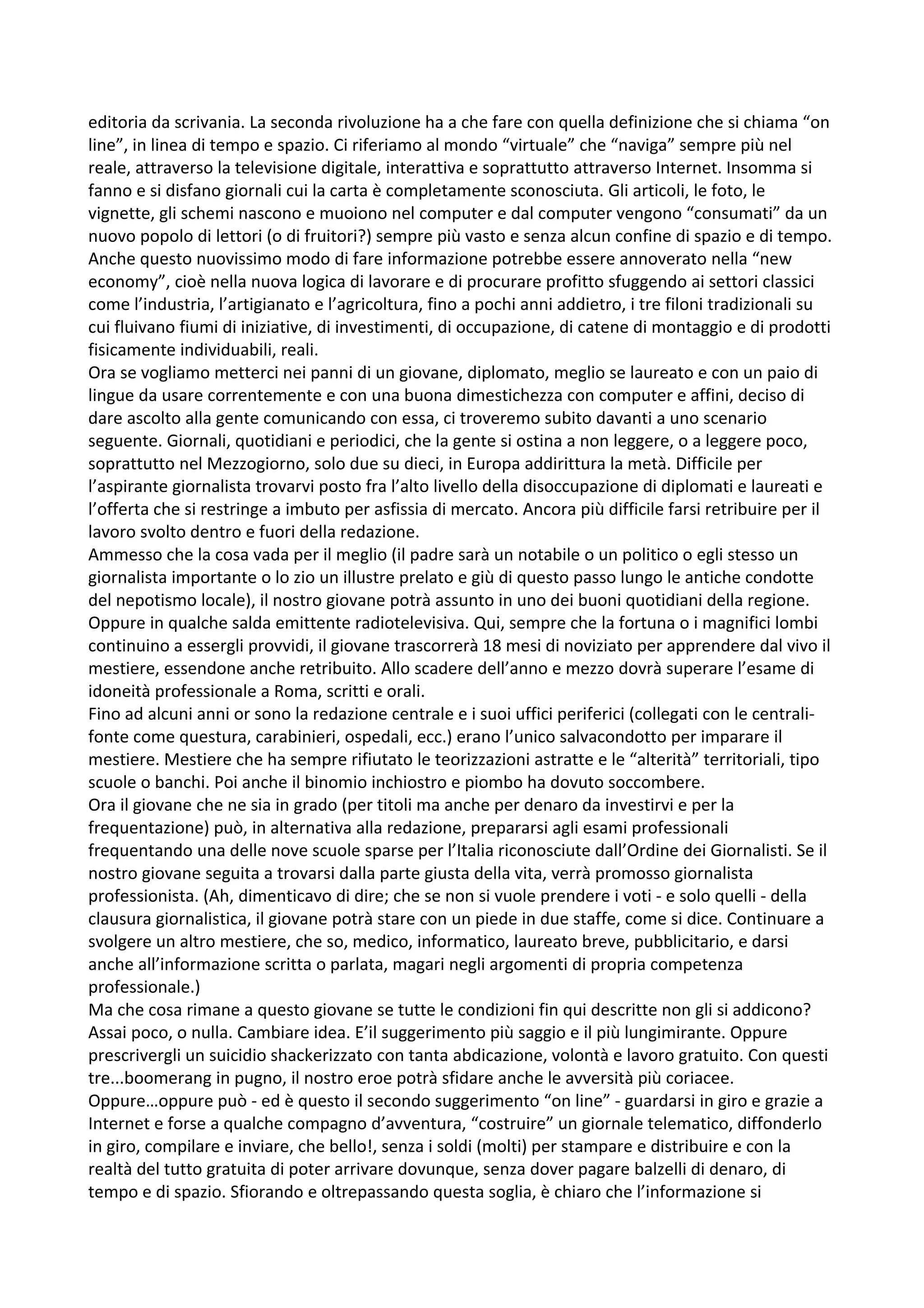 Stefano maria toma cosa significa fare informazione nel mezzogiorno | PDF
