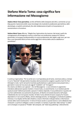 Stefano maria toma cosa significa fare informazione nel mezzogiorno | PDF