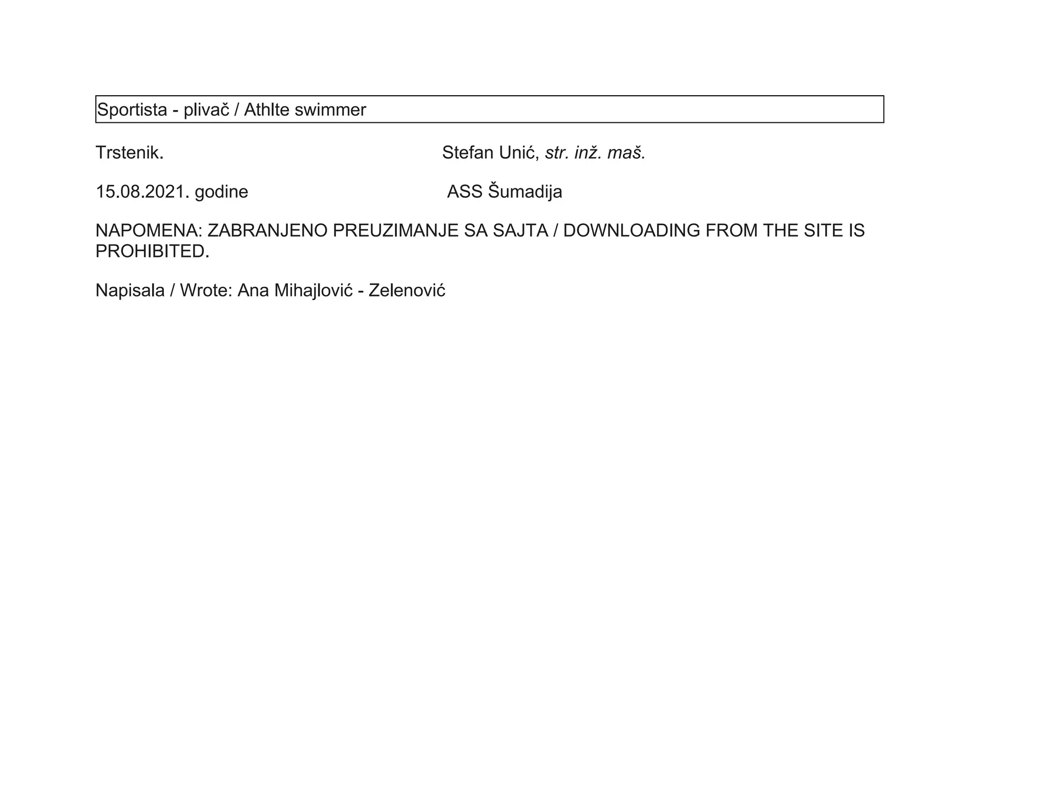 Stefan Unić curriculum vitae- Biografija STEFAN UNICH | PDF