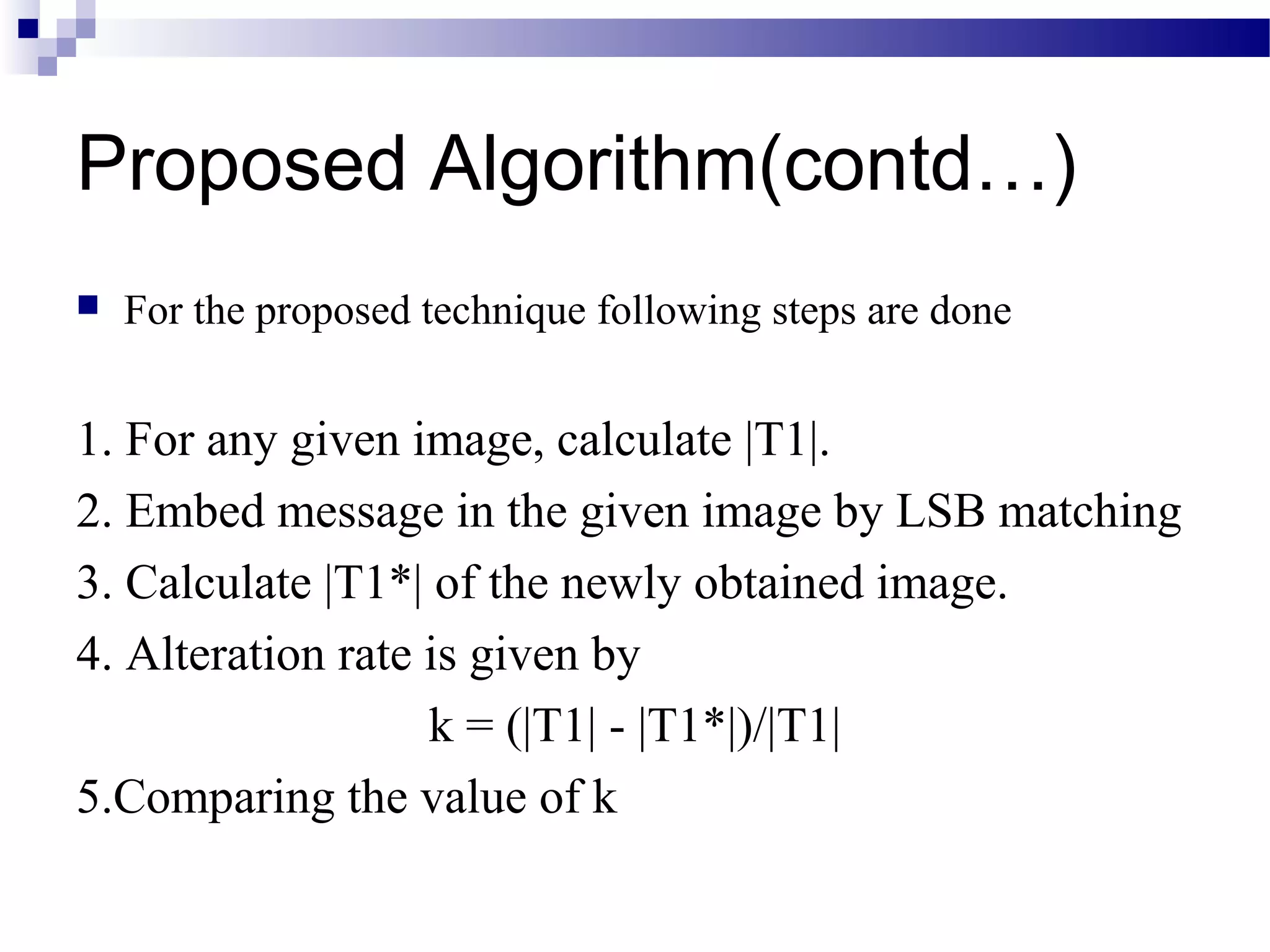 Steganalysis of lsb matching steganography | PPT