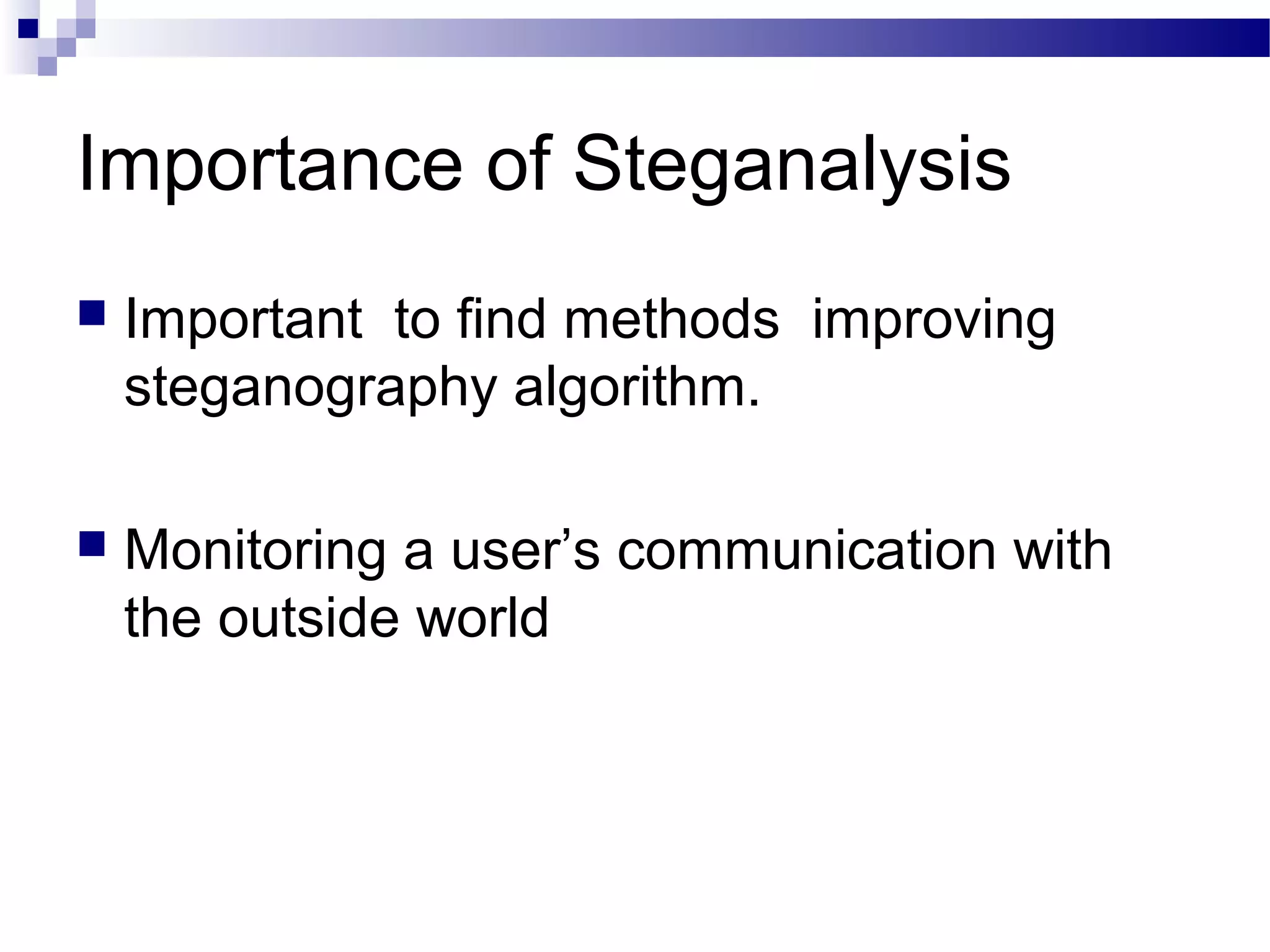 Steganalysis of lsb matching steganography | PPT