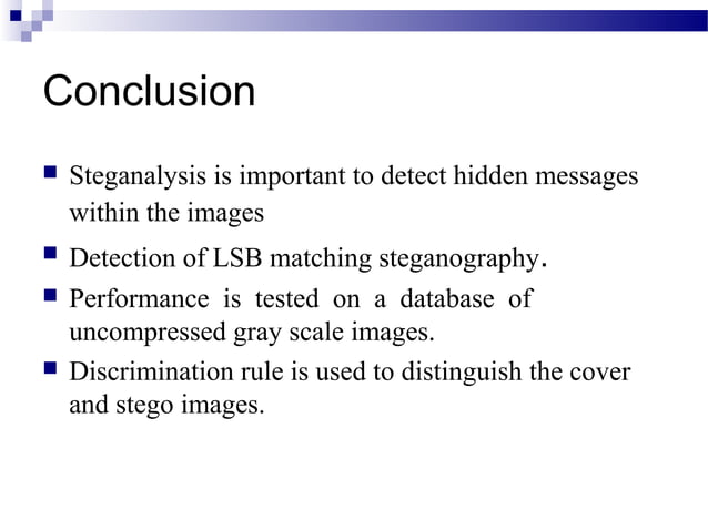 Steganalysis of lsb matching steganography | PPT