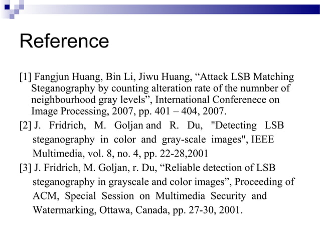Steganalysis of lsb matching steganography | PPT