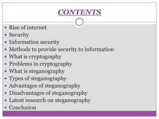 Steganography | PPTX | Digital Audio | Computer Software and Applications