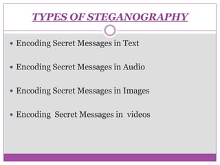 Steganography | PPTX | Digital Audio | Computer Software and Applications