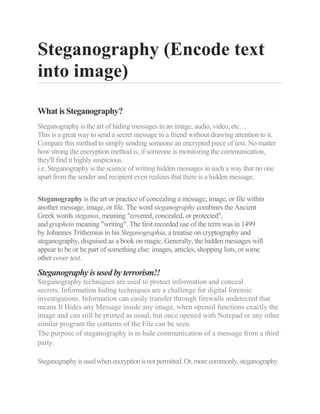 Steganography | PDF | Technology & Computing