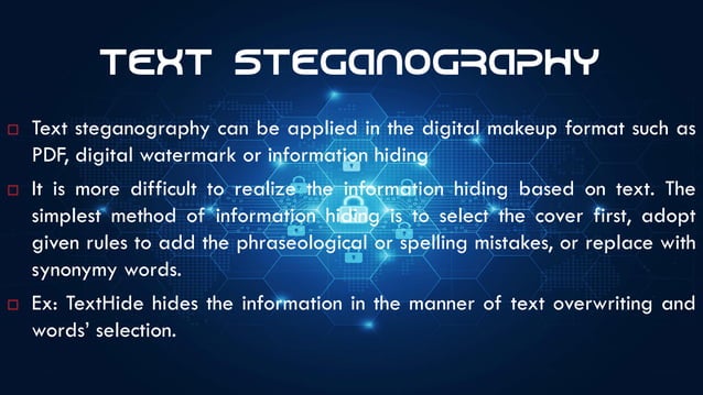 Presentation On Steganography | PDF | Digital Audio | Computer Software and Applications