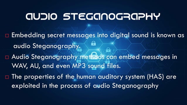 Presentation On Steganography | PDF | Digital Audio | Computer Software and Applications