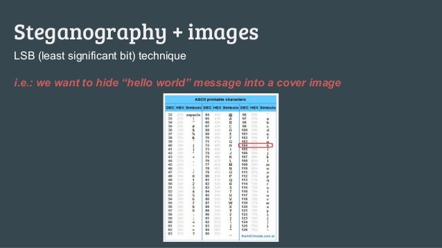 Steganography: LSB technique