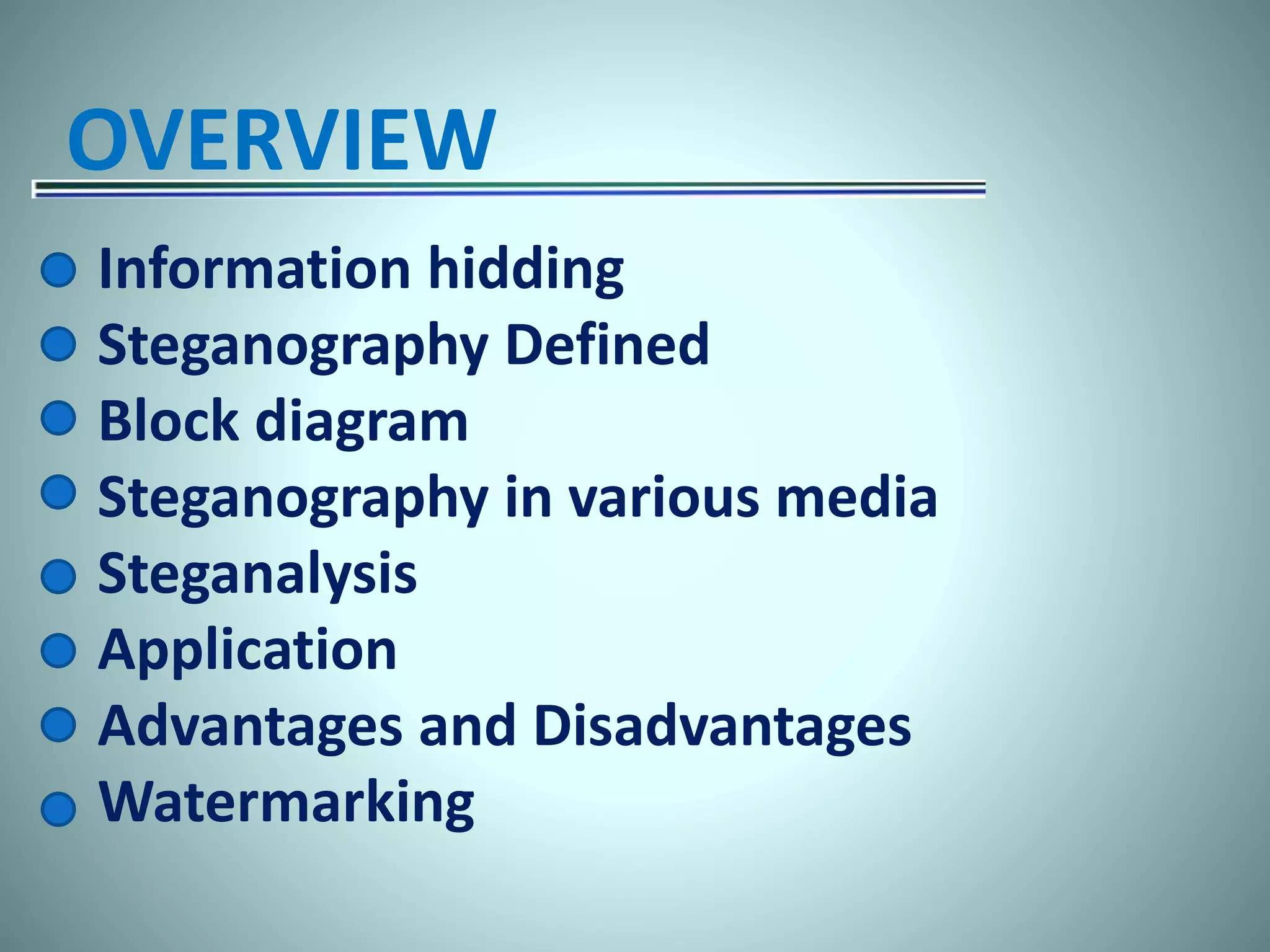 Steganography and watermarking | PPTX