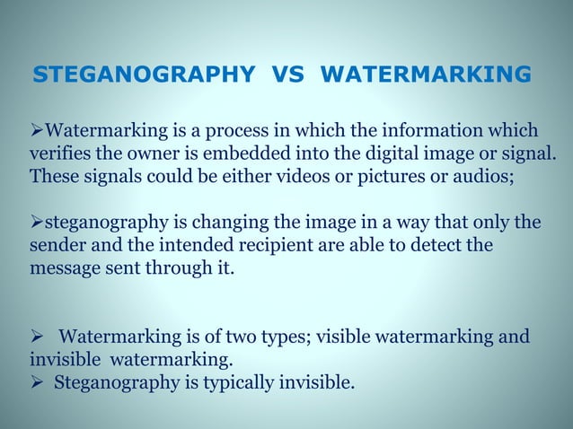 Steganography and watermarking | PPTX