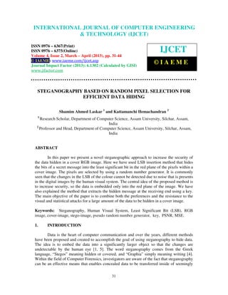 Steganography based on random pixel selection for efficient data hiding 2 | PDF