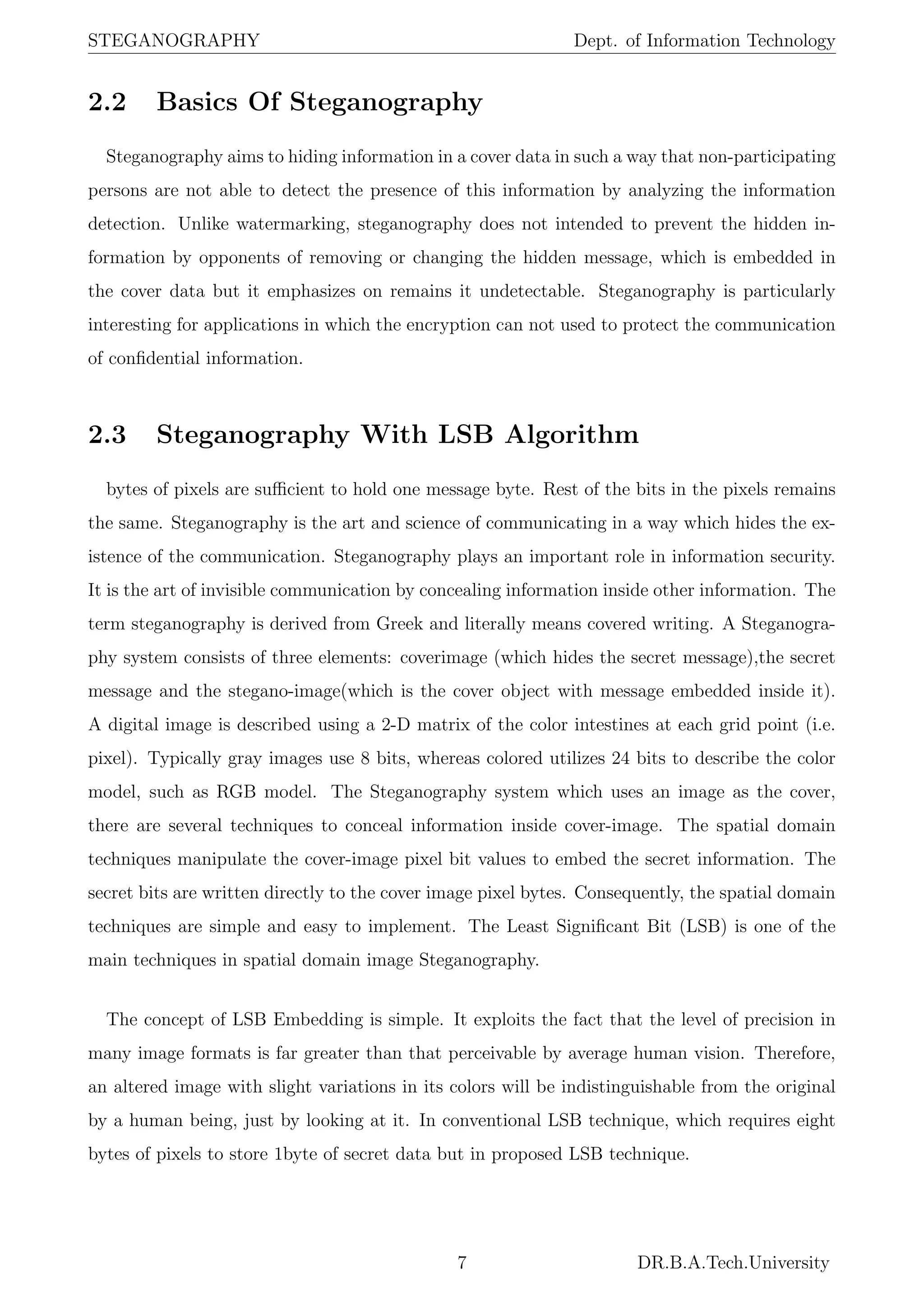 Steganography final report | PDF