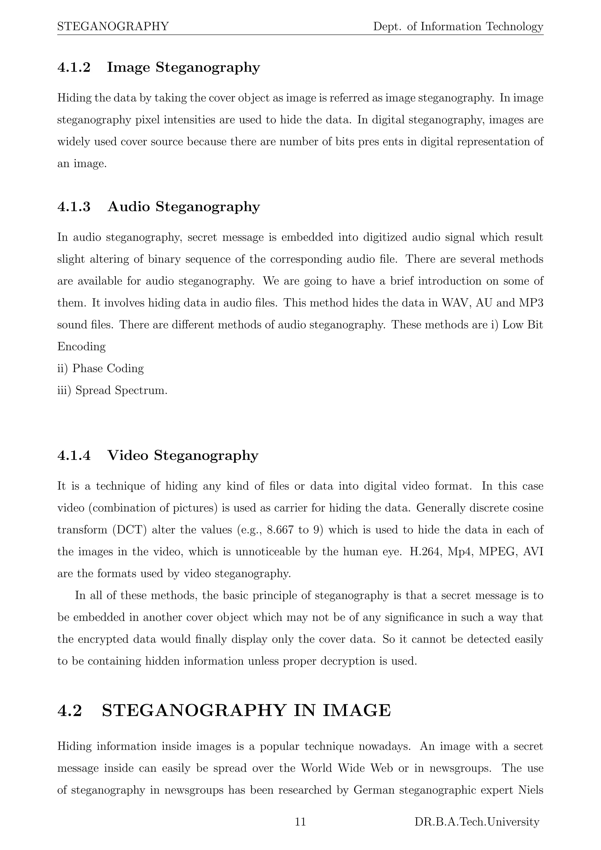 Steganography final report | PDF