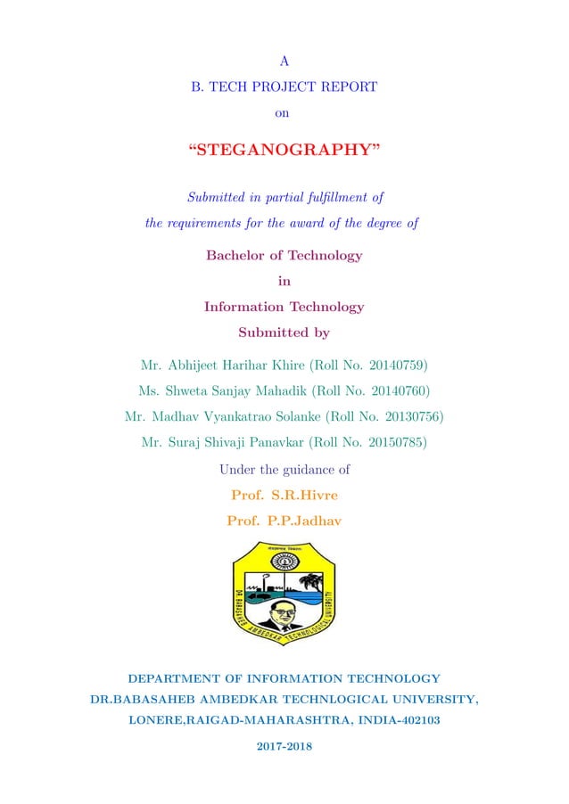 Steganography final report | PDF