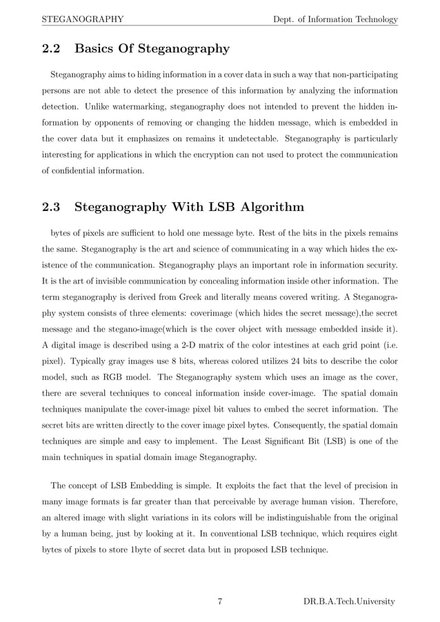 Steganography final report | PDF