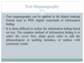 Steganography and its techniques | PPTX