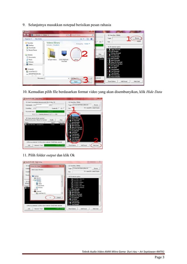 Menyimpan Pesan Rahasia - Steganography tutorial lengkap openpuff | PDF