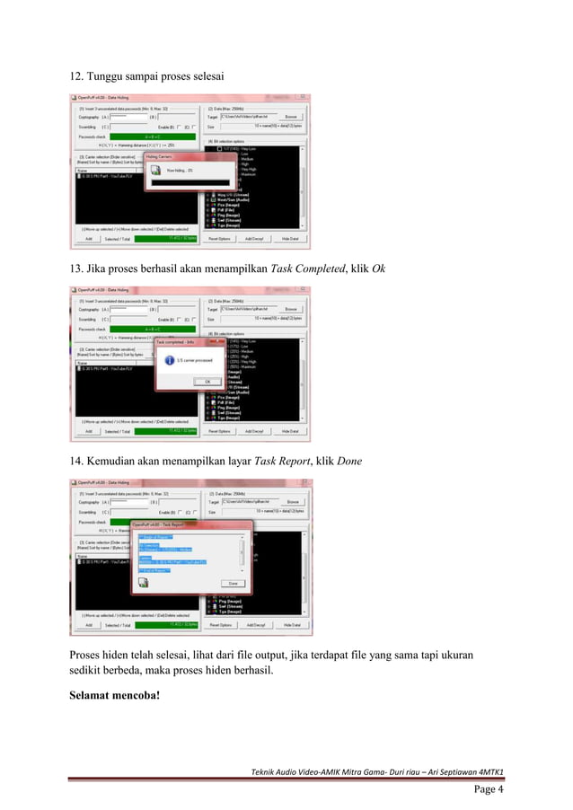Menyimpan Pesan Rahasia - Steganography tutorial lengkap openpuff | PDF