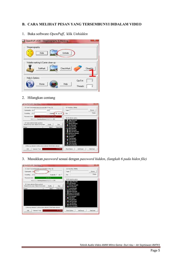 Menyimpan Pesan Rahasia - Steganography tutorial lengkap openpuff | PDF