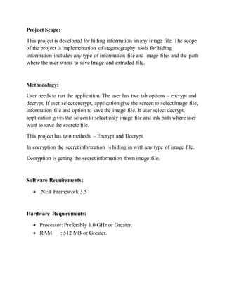 Stegnography synopsis | PDF