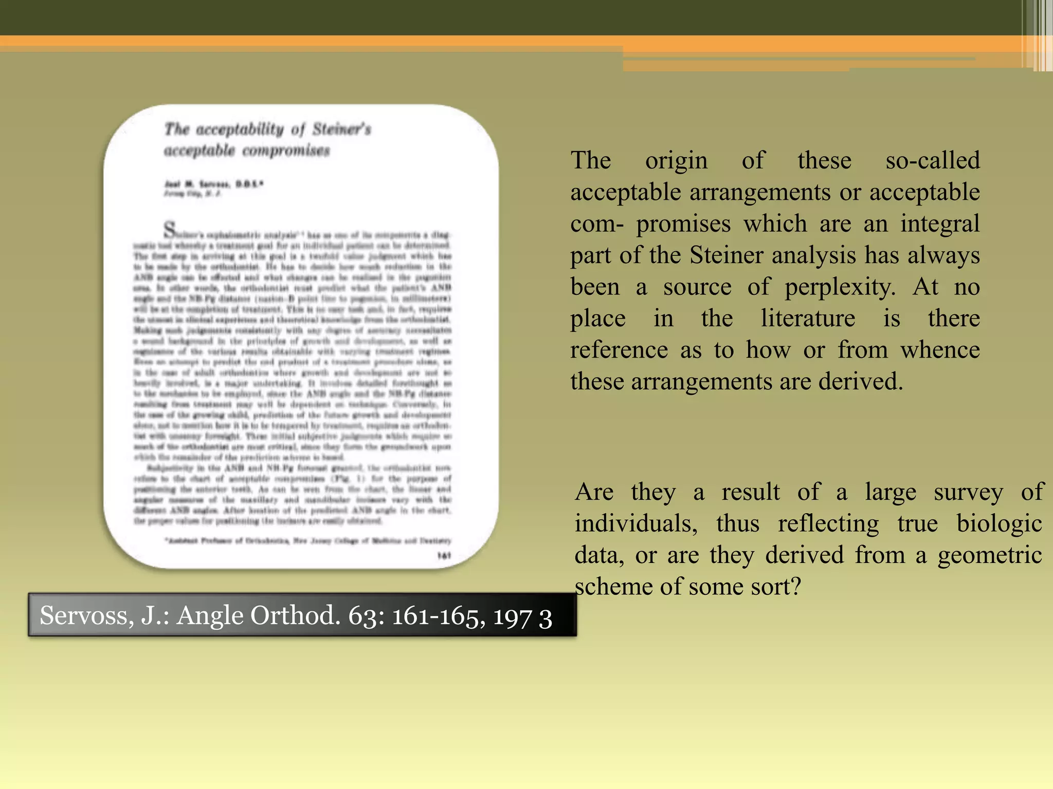 STEINERS ANALYSIS : CEPHALOMETRICS | PPTX