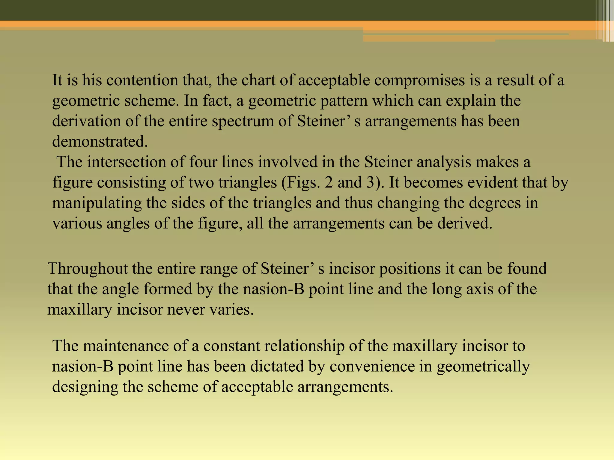 STEINERS ANALYSIS : CEPHALOMETRICS | PPTX