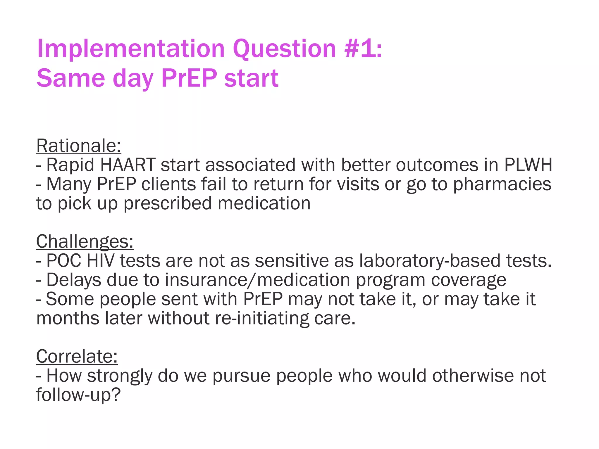 High Sensitivity HIV Testing and Translational Science around PrEP ...