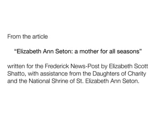 Mother's Day: St. Elizabeth Ann Seton | PDF
