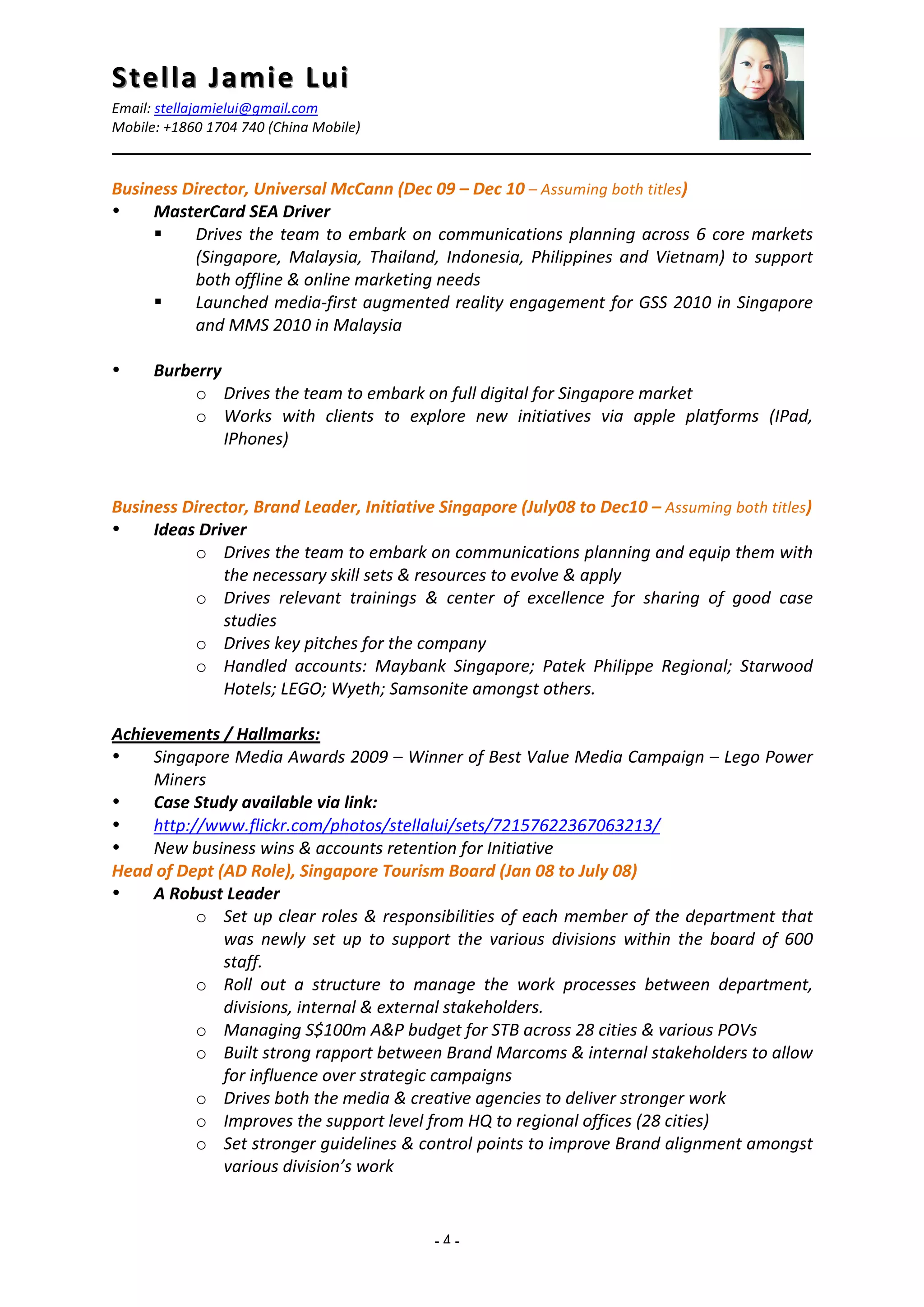 Resume of Stella Jamie Lui | PDF | Free Download