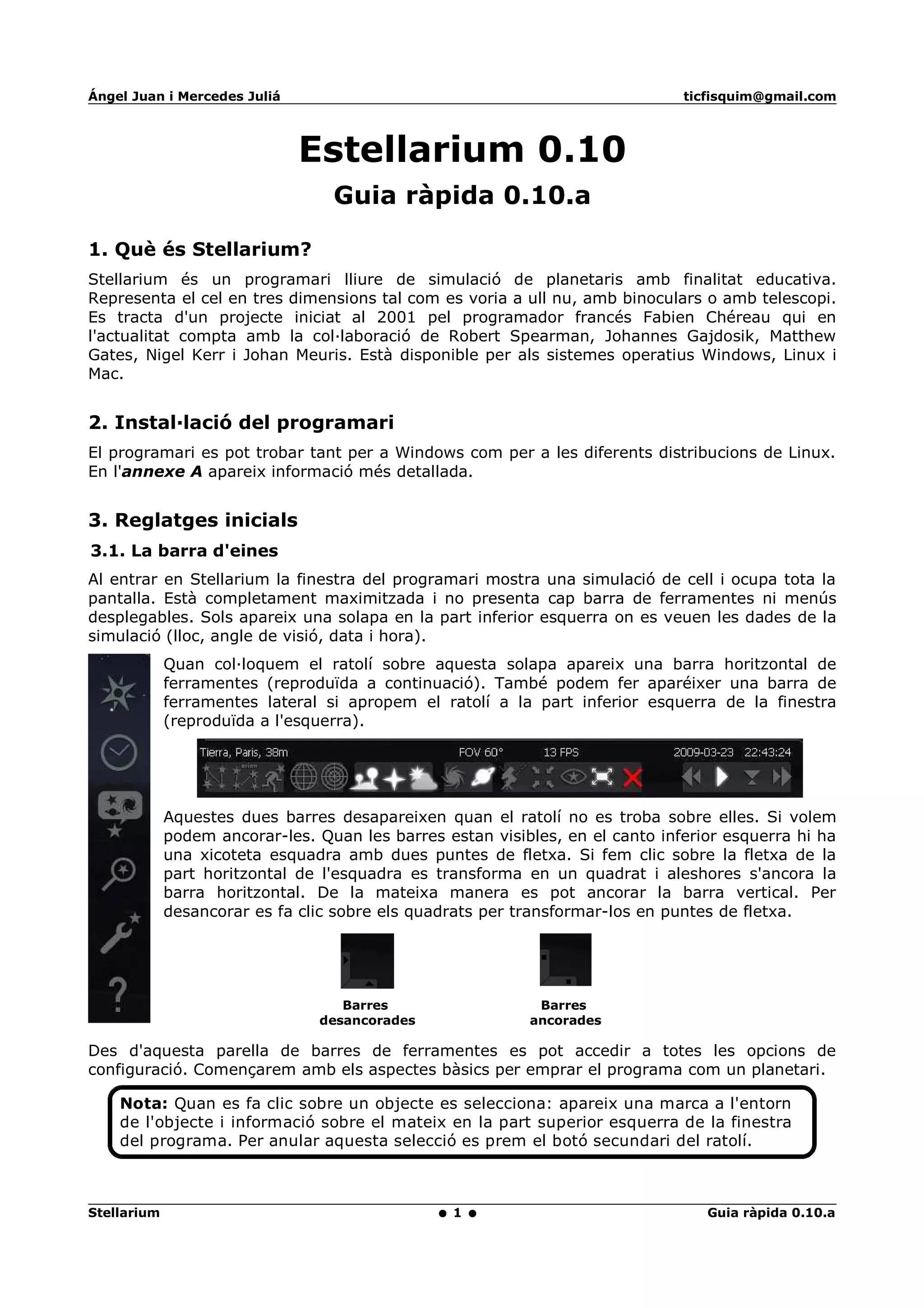 Guia ràpida per a Stellarium | PDF