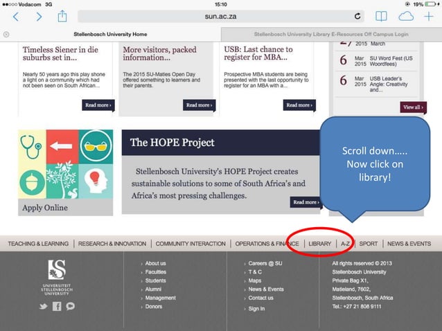 Stellenbosch university library access for off-campus students | PPT