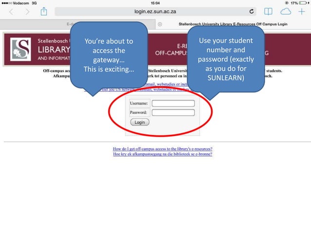 Stellenbosch university library access for off-campus students | PPT