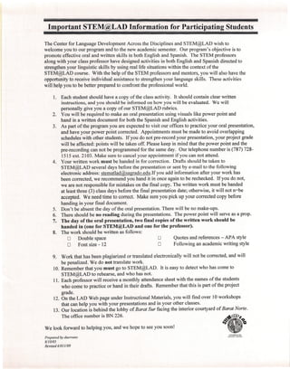 Important STEM@LAD Information for Participating Students | PDF