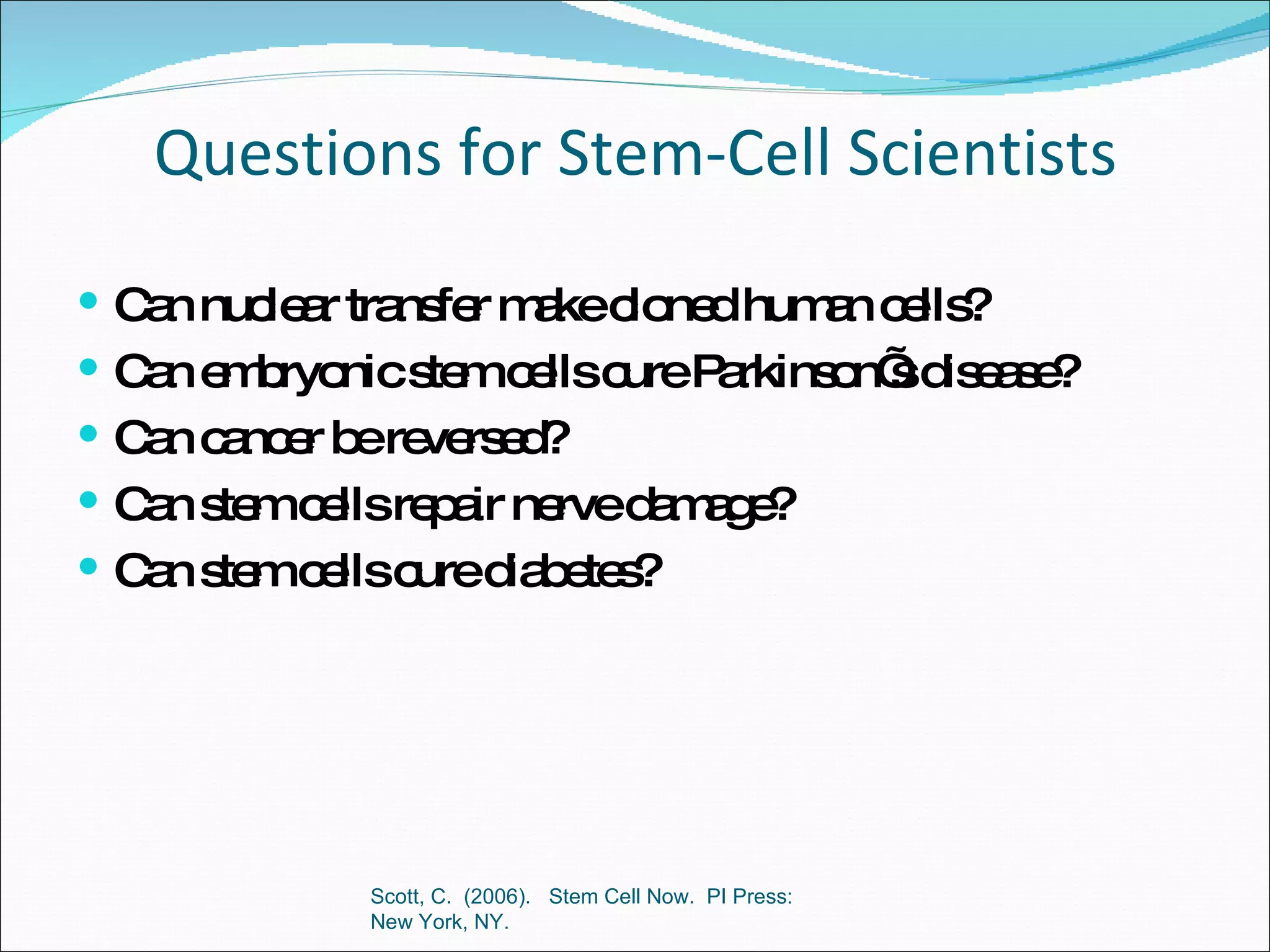 Stem Cell Research (HED 100) | PPT